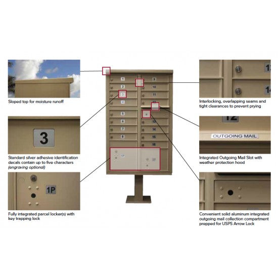 1570-16AF - 16 Tenant Door Cluster Mailbox - Standard Style CBU Mailbox ...